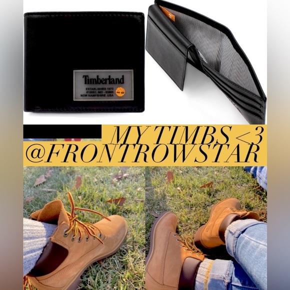 Timberland | Bags | Timberland Genuine Leather Passcase Wallet Black W Pinstripe Interior Lining ...